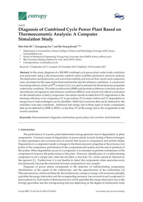 Pdf Diagnosis Of Combined Cycle Power Plant Based On Entropy