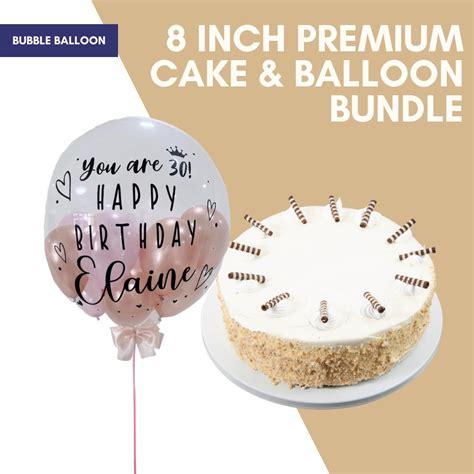 8 Inch Premium Cake And Bubble Balloon Bundle Whyzee