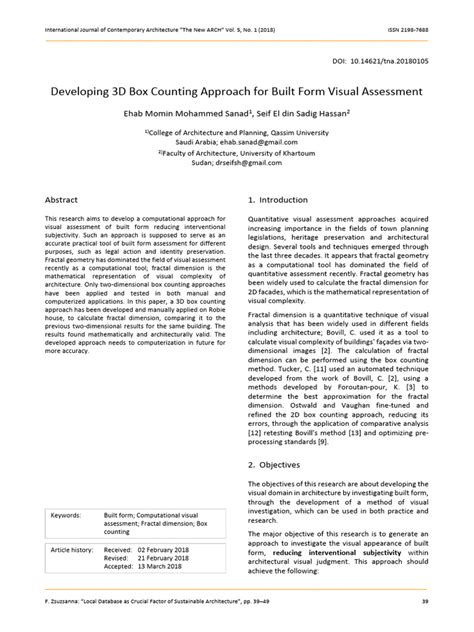 Developing 3d Box Counting Approach For Built Form Visual Assessment