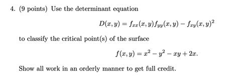 Solved Points Use The Determinant Equation To Chegg