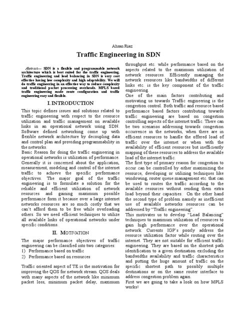 Traffic Engineering In Sdn Pdf Networking Multiprotocol Label Switching
