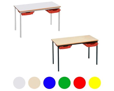 Rectangular Classroom Tables X Spiral Stacking Fully Welded PVC Or MDF Edge Furniture