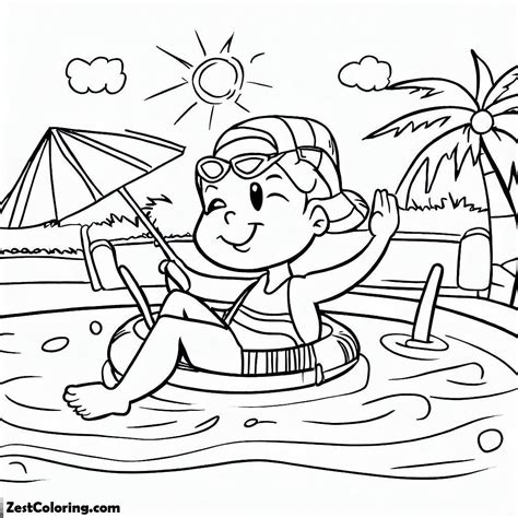 Swim On Summertime Holiday In The Pool Coloring Page Coloring For