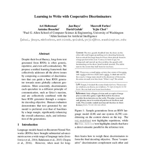 Learning To Write With Cooperative Discriminators Acl Anthology