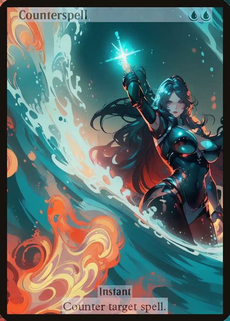 Counterspell Mtg Proxy Anime Waifu Paper Printouts Glued To Land Card