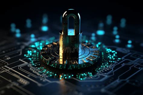 Blue Keylock And Binary Code Encryption Are Central To The Go Cybersecurity Concept Stock