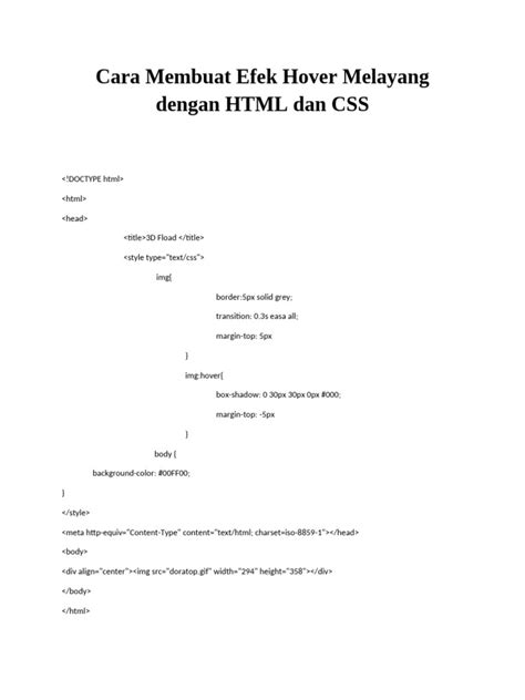 Cara Membuat Efek Hover Melayang Dengan Html Dan Css Pdf