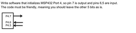 write software that initializes msp432 port 4 so pin