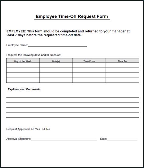 Example Of Request Time Off Form Bogiolo