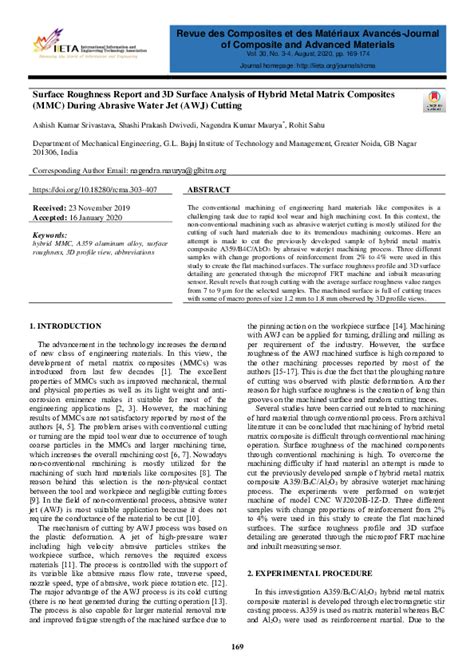 Pdf Surface Roughness Report And 3d Surface Analysis Of Hybrid Metal Matrix Composites Mmc