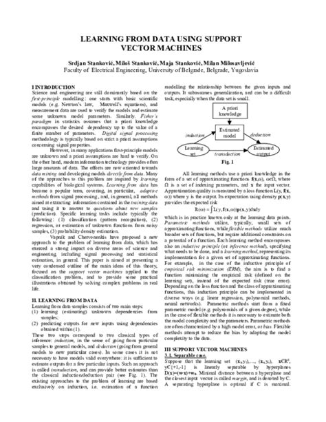 Pdf Learning From Data Using Support Vector Machines