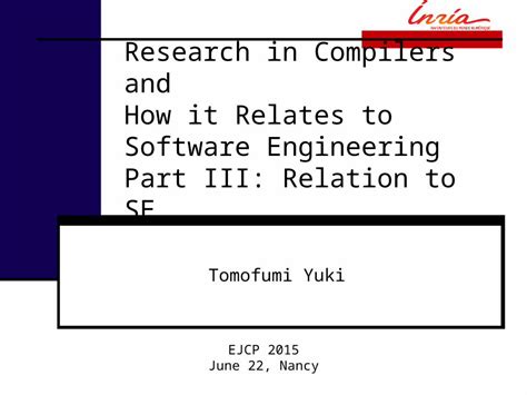 Pptx Research In Compilers And How It Relates To Software Engineering
