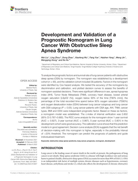 Pdf Development And Validation Of A Prognostic Nomogram In Lung