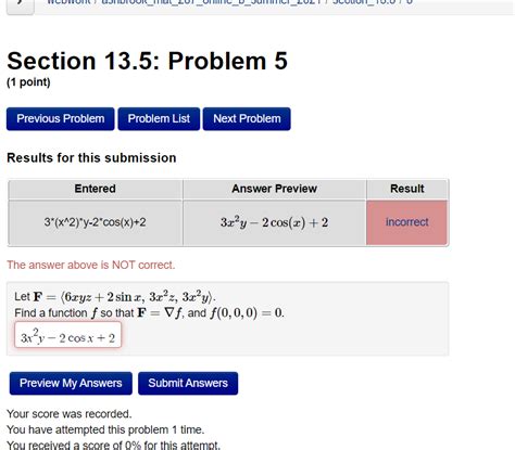 Solved Section 13 5 Problem 5 1 Point Previous Problem