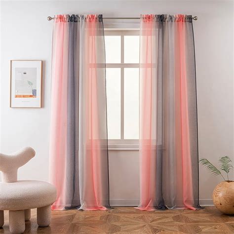 Cortinas Translúcidas Yancorp De 2 Paneles Degradado Rosaazul 2438