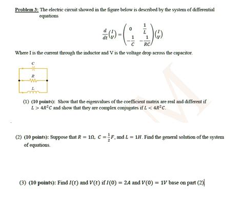 solved problem 3 the electric circuit showed in the figure below is