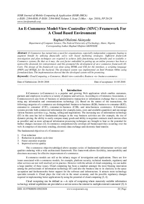 pdf an e commerce model view controller mvc framework for a cloud