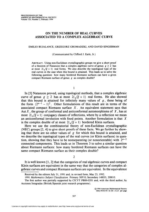 pdf on the number of real curves associated to a complex algebraic curve