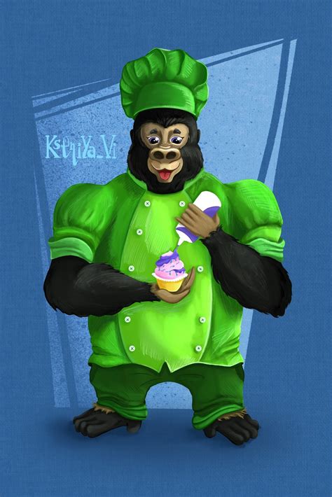 Иллюстрация Горилла повар в стиле персонажи