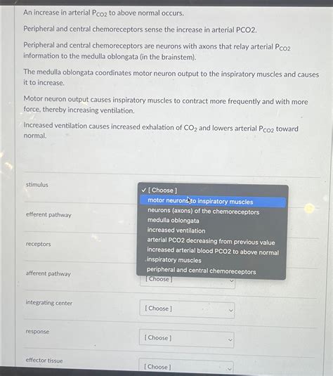 Solved An Increase In Arterial Pco2 ﻿to Above Normal