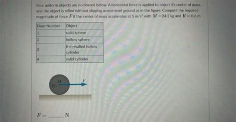 Solved Four Uniform Objects Are Numbered Below A Horizontal