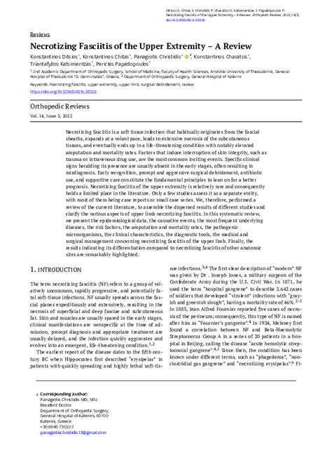 Pdf Necrotizing Fasciitis Of The Upper Extremity A Review
