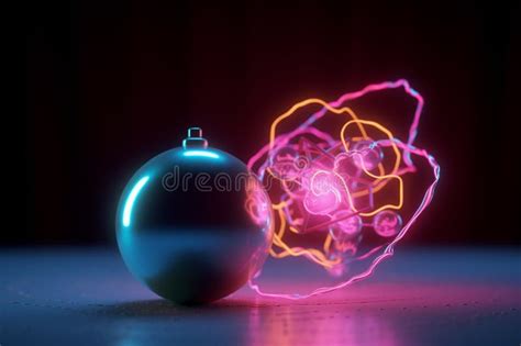 Abstract And Surreal Atom Model Lightning And Visualization Stock
