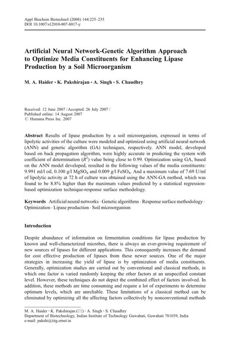 pdf artificial neural network genetic algorithm approach to optimize
