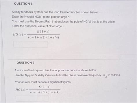 Solved A Unity Feedback System Has The Loop Transfer