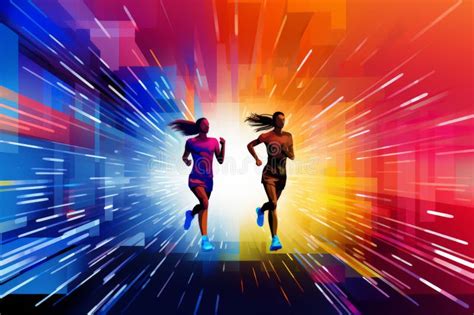 Athletic Runner Person Run On Futuristic City Generated Ai Stock Illustration Illustration Of
