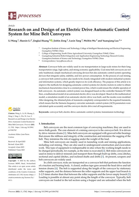 Pdf Research On And Design Of An Electric Drive Automatic Control System For Mine Belt Conveyors