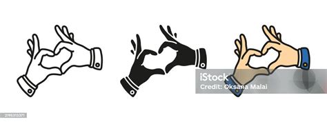 두 손 하트 아이콘입니다 사랑 손 제스처 벡터 일러스트 레이 션 인간의 손가락 보여주는 하트 모양 기호 발렌타인 로맨틱 컨셉 사랑의 픽토그램을 보여주는 손가락을 모으고