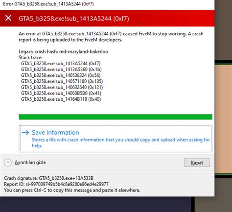 fivem crash gta5 b3258 exe 13a5452 fivem client support cfx re