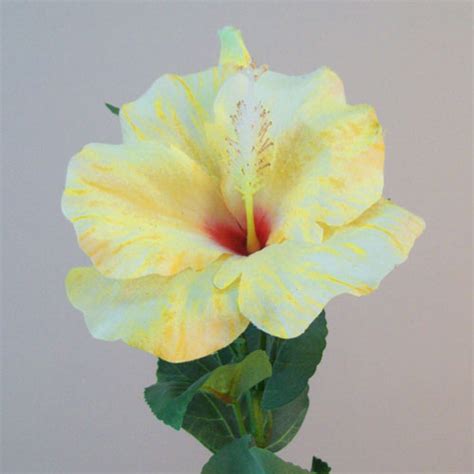 Artificial Hibiscus Flower And Bud Yellow 62cm Artificial Flowers