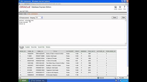 Sql With Oracle 10g Xe Using The Min Max And Avg Functions Youtube