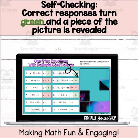 One Step Equations With Rational Coefficients Digital Self Checking