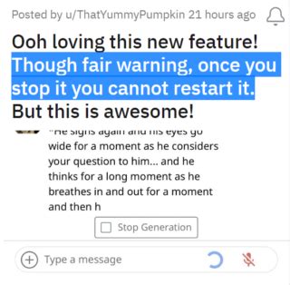 Character AI Stop Generation Button Gets Criticized Users Want It Removed