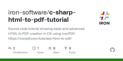 Github Iron Softwarec Sharp Html To Pdf Tutorial Source Code