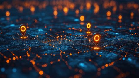 Digital World Map With Glowing Location Markers Abstract Navigation