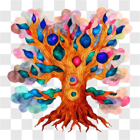 Download Tree With Colorful Balls Symbolism And Spirituality PNGs Online Creative Fabrica