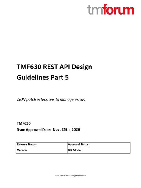 Tmf630 Rest Api Design Guidelines Part 5 V400 Pdf Json Computing