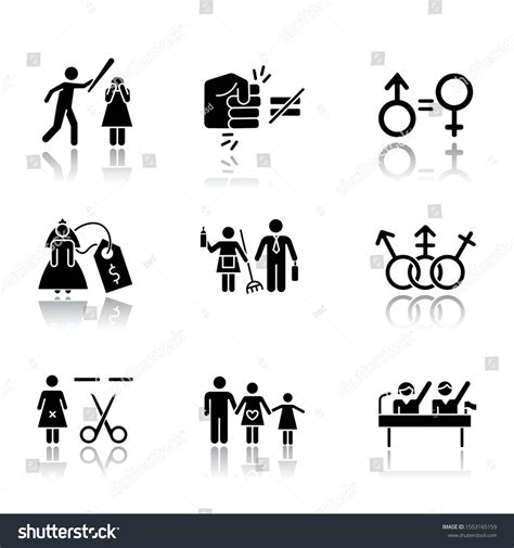 Gender Equality Drop Shadow Black Glyph Stock Vector Royalty Free