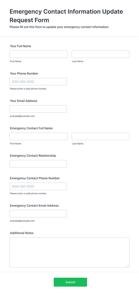 Emergency Contact Information Update Request Form Template Jotform