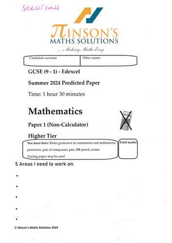 Summer 2024 Gcse Edexcel Maths Predicted Papers Full Package All Tiers Teaching Resources