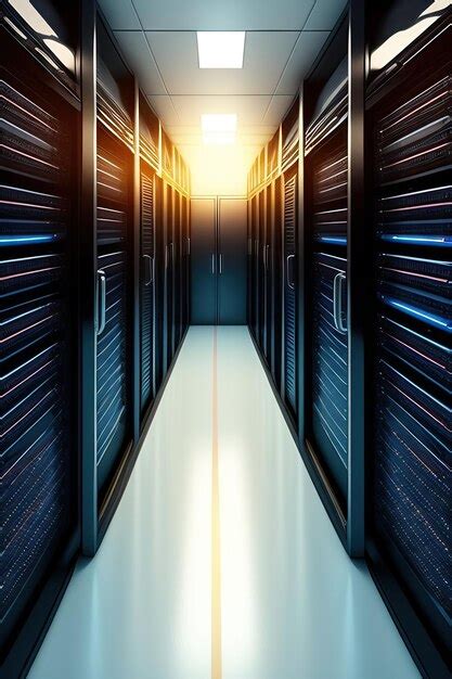 Premium Ai Image Computer Networking Server Room Warehouse
