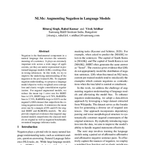 Nlms Augmenting Negation In Language Models Acl Anthology