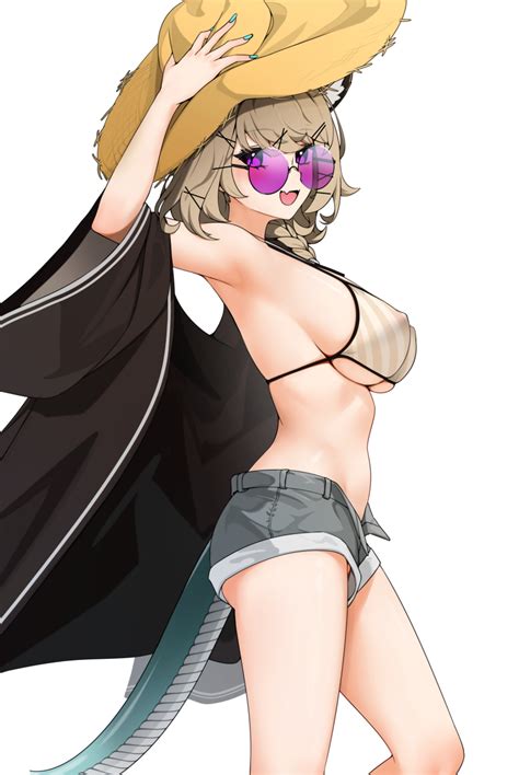 Utage Arknights Arknights Highres Tagme 1girl Midriff Open Fly