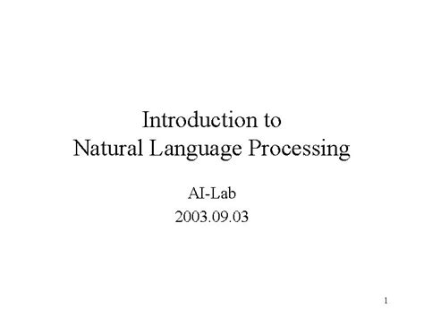 Introduction To Natural Language Processing AILab