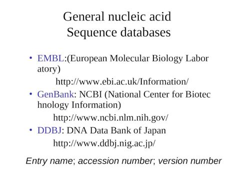 ppt general nucleic acid sequence databases embl european molecular