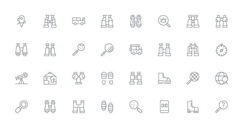 Thin Line Icons From Explore Set With 32 Vectors Complete Icon Bundle
